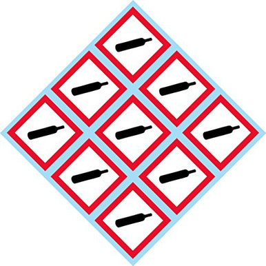 GHS Compressed Gas, Cylinder, Pictogram, 2" W x 2" H Decal, Label, kit ...