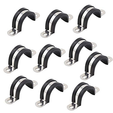 10 Pieces 12mm U-Pipe Clips with Rubber Cushioned Cable Clamp Rubber ...