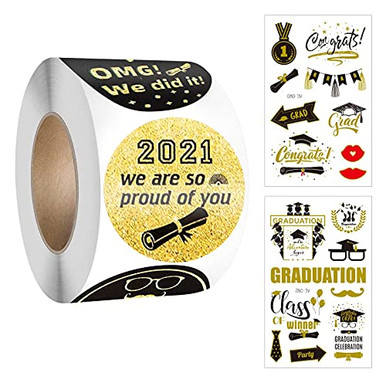 2021 Graduation Round Stickers 500pcs Class of 2021 Congrats Grad ...