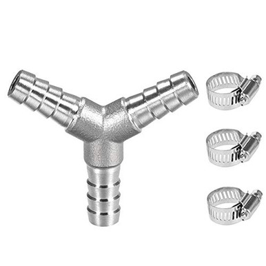 Metaland Stainless Steel 1/4" Hose Barb Y Barbed Fitting 3 Way Wye ...
