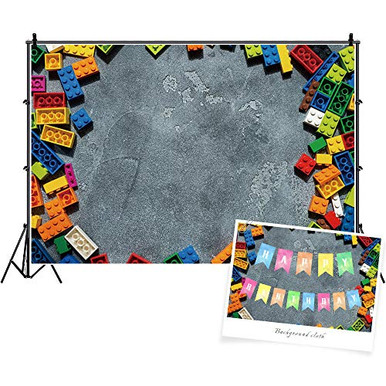 YongFoto 5x3ft Building Blocks Backdrop Concrete Wall Backdrop Toy ...