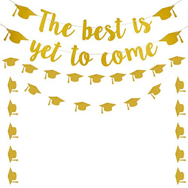 Gold The Best Is Yet To Come Banner and Graduation Cap Banner for ...