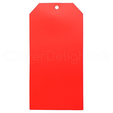 100 Pack - CleverDelights Large Red Plastic Tags - 6.25" x 3.125 ...
