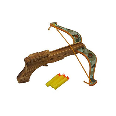 Handmade Wood Toy Crossbow Set,with 3 Safe EVA Sucker Dart Arrows ...