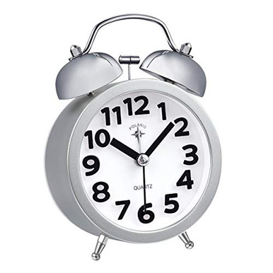 TIMETOP Small Twin Bells Quartz Movement Silent Sweeping Alarm Clock ...