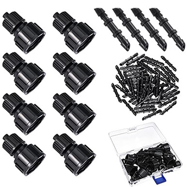 58 Pieces 1/2 Inch Drip Irrigation Tubing and Single Barbed Connectors ...