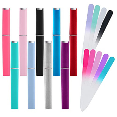 9 Pack Glass Nail File with Case, Crystal Glass Nail File Beauty ...