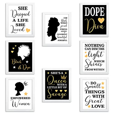 8 Pieces African American Inspirational Wall Art Black Women ...
