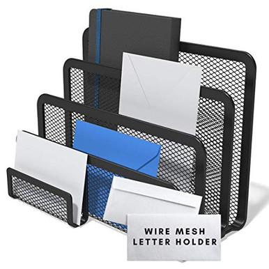 1InTheOffice Mesh Letter Sorter, Metal Letter Holder, Letter Sorter, 4 ...