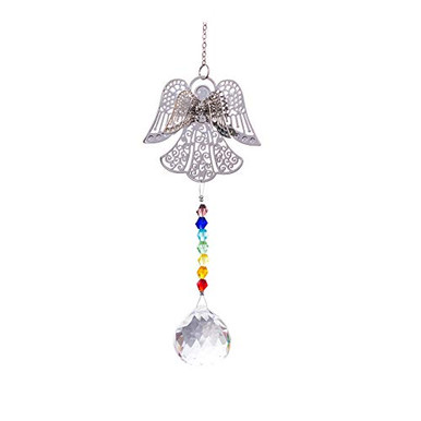 Rainbow Guardian Angel Crystal Suncatcher,Hanging Colorful Chandelier ...