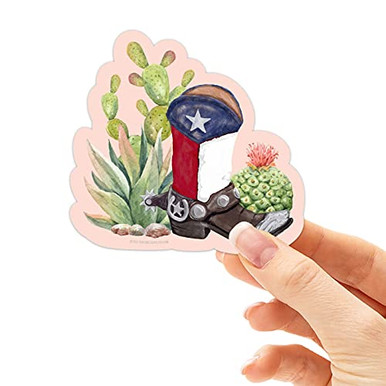 Cactus and Cowboy Boots Texas Bumper Sticker | Cute Texas Decal for ...