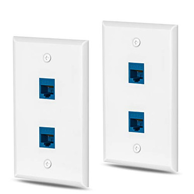 HuaHengHT cat6 Ethernet Wall Plate Outlet 2 Port RJ45 Network Female to ...