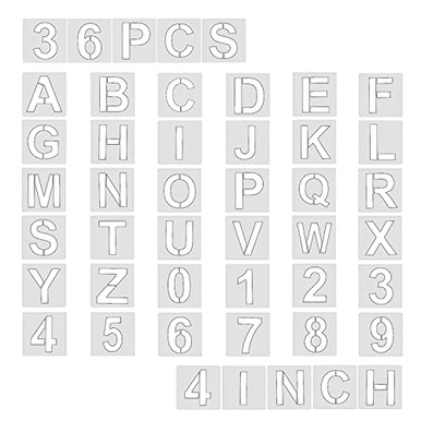 4 Inch Letter Stencils and Numbers, 36 Pcs Alphabet Art Craft Stencils ...