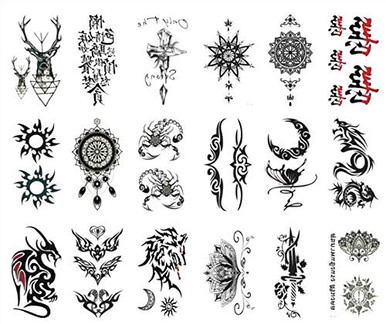50 Pieces of Sheets Temporary Tattoo Black Art Stickers Lace Mehndi ...