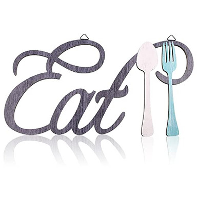 Rustic Wood Eat Spoon and Fork Sign Wall Decor Wooden Eat Letters Wall ...