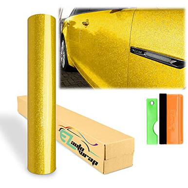 12"x60" -1FTx5FT- Gloss Glitter Golden Yellow High Glossy Sparkle ...