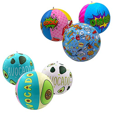 Set of 3 POP-Art, Comics Inflatable Beach Ball plus Set of 3 Avocado ...