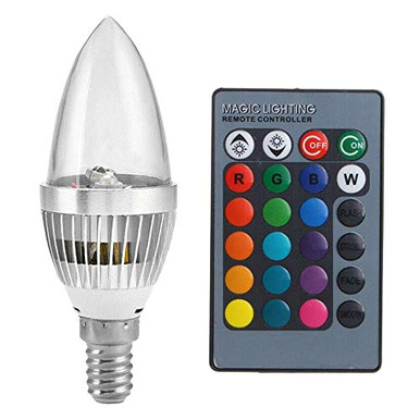 Etase 3W E14 RGB LED Colorful Change Color Bulb with 24 Candle Remote ...
