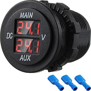 LED Digital Double Voltmeter, Round Panel Voltage Monitor for Car ...
