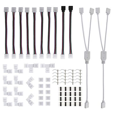 HYDDNice 5050 4 Pin RGB LED Strip Light Connector Kit - 10mm Strips ...