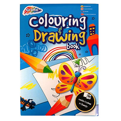 Grafix 2 in 1 A4 Coloring and Drawing Pad - 60 Sheets - 36 White and 24 ...