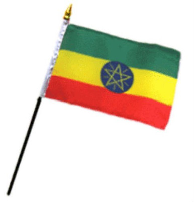 RFCO Ethiopia Star Crest 4''x6'' Flag Desk Set Table Stick Black Base ...