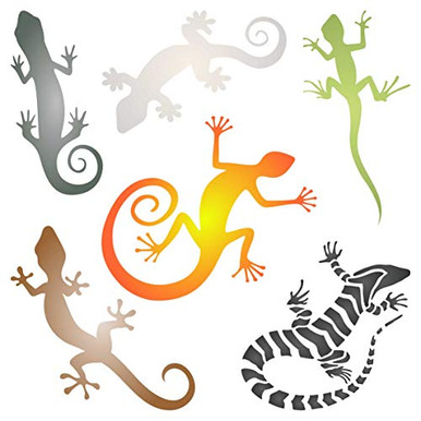 Geckos Stencil, 4.5 x 4.5 inch -S- - Mixed Media Lizard Reptile ...