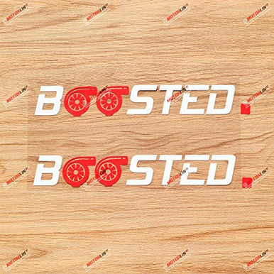 Twin Turbo Inside Boosted Car Vinyl Decal Sticker - 2X White plusRed 8 ...