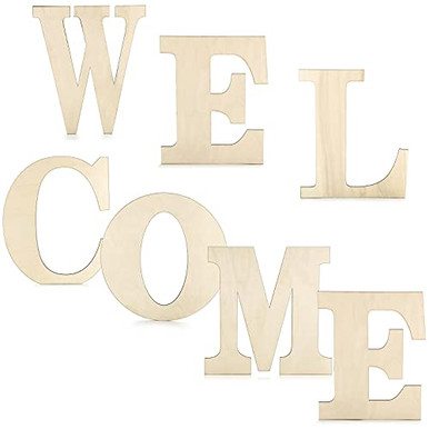 BiBiKi 12 Inch WELCOME Sign Wooden Letters, Set of 7 Unfinished Large ...