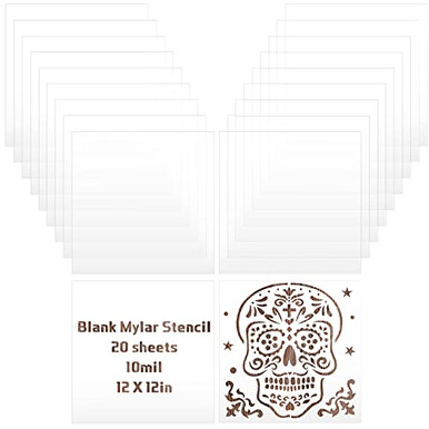 20 Pieces 10 mil 12 x 12 Inch Blank Stencil Transparent Material Mylar ...