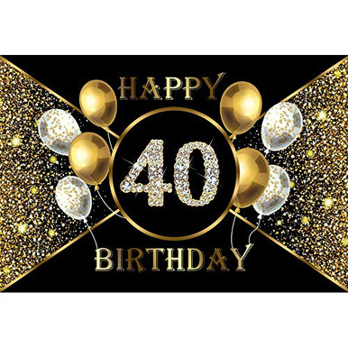 Yeele 40th Birthday Backdrop,7x5ft Black Background Gold Sliver Balloon ...