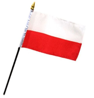 Poland Polish Flag 4"x6" Desk Set Table Stick Black Base PREMIUM Vivid ...
