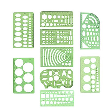 Geometric Drawings Templates Green Plastic Clear Rulers Geometric ...
