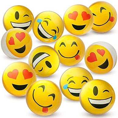 ArtCreativity Emoticon Bouncy Balls for Kids, Set of 12, Bouncing Balls ...