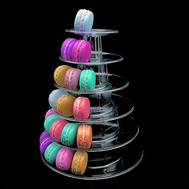 TRYAH 6 Tiers Macaron Tower Stand, Round Macaroon Display Shelf Rack ...