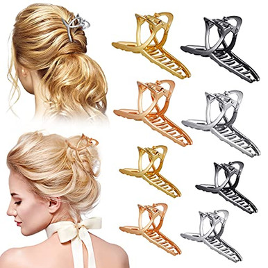 8 Pieces 2 Sizes Metal Claw Hair Clips Lazy Simple Headdress Metal ...
