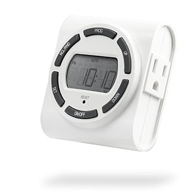 GE SunSmart 7-Day Programmable Timer, 2 Outlet, Plug In, Indoor, Large ...