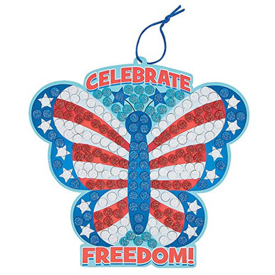 Fun Express USA Patriotic Butterfly Glitter Mosaic Craft Kit - Makes 12 ...