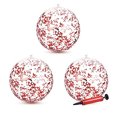Glitter Beach Balls 24 Inch 3 Pack, Inflatable Beach Ball with Confetti ...