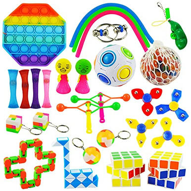 N and M 28 Pcs Fidget Toy Set Sensory Fidget Toys Set Figet Pack for ...