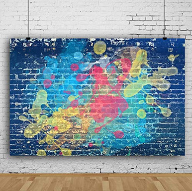 RBQOKJ 7x5ft Paint Splash Graffiti Wall Colorful Brick Backdrop Vintage ...