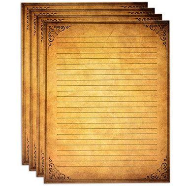 100 Pack Aged Lined Paper Vintage Antique Stationery Papers 8.5" X 11 ...