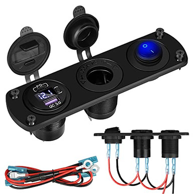 12V RV Outlet, Cigarette Lighter Socket 12V Splitter with Rocker Toggle ...