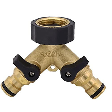 Double Tap Adaptor Hose Splitter Tap 2 Way Y Connector Solid Brass 3/4 ...