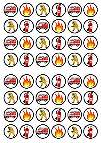 48 Fireman/Fire Engine Edible PREMIUM THICKNESS SWEETENED VANILLA ...