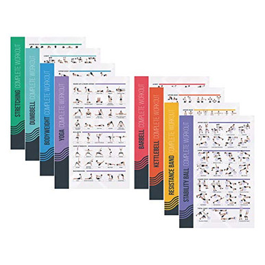 FitMate 8 Pack Workout Exercise Poster Bundle - Dumbbell, Barbell ...