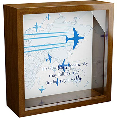 Gifts for Pilots | 6x6x2 Wooden Shadow Box for Aviator | Unique Present ...