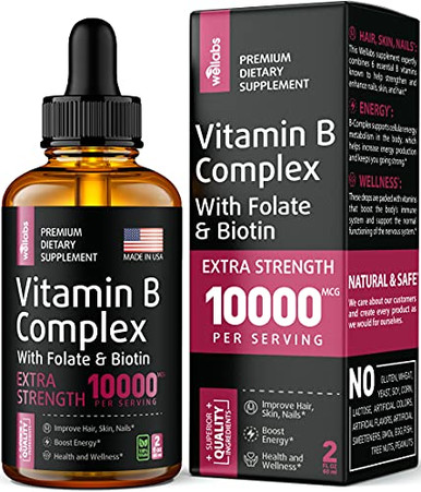 B Complex Liquid Supplement - Energy and Metabolism Boost - Made in USA ...