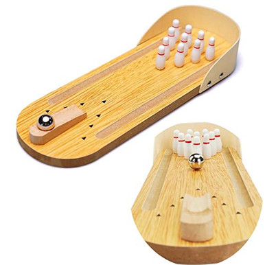 Wooden Mini Bowling Set, Desktop Tabletop Bowling Indoor Bowling Toy ...