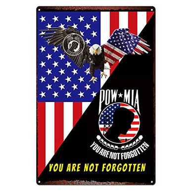 Patriotic Metal Tin Sign Pow Mia Sign 8x12 Inch, You Are Not Forgotten ...